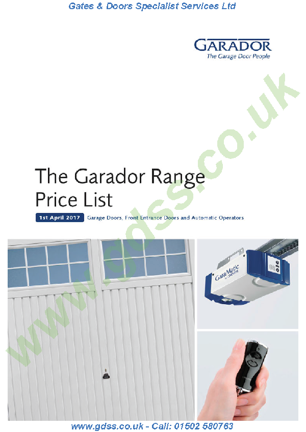 Garage Doors Price Lists | Garador | Ryterna | Gliderol | Hormann
